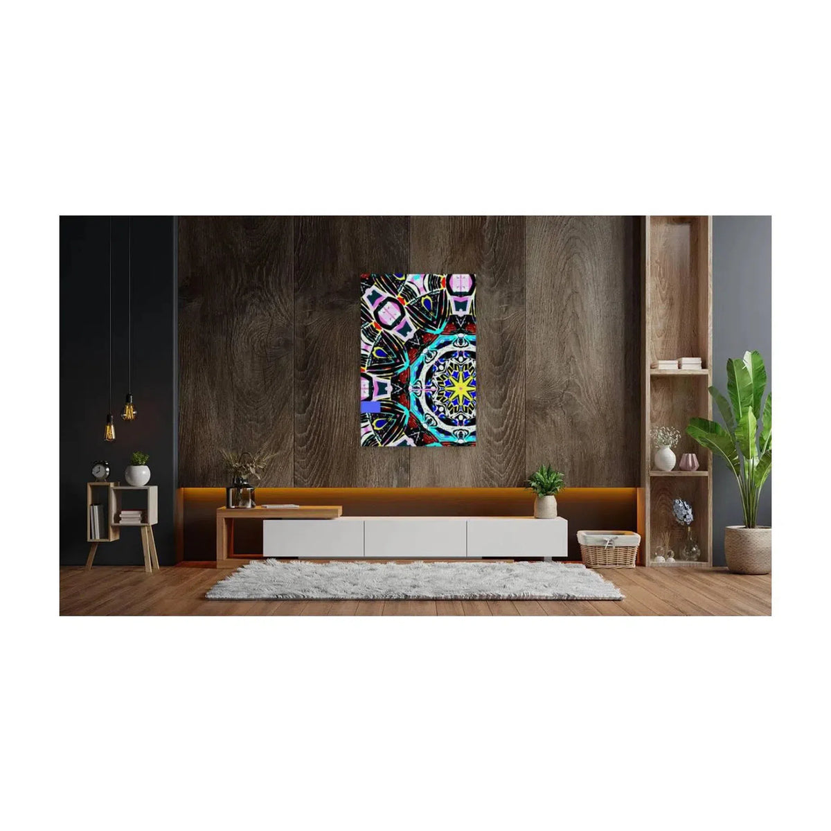 Vibrant Mandala-Inspired Abstract Art Print 23109 – Visual Wall Art